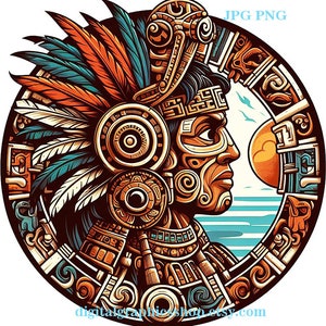 Aztec Warrior Png, Aztec King Png Clipart, Printable Mexican Indian Art, Mexico People, Instant ...