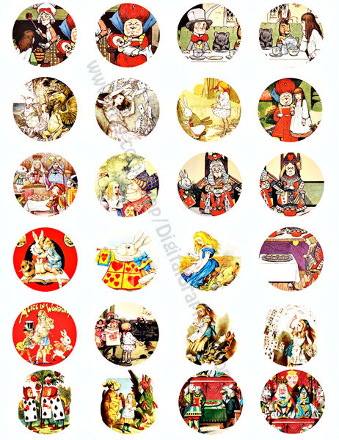Alices Adventures in Wonderland Art, Clipart, Digital Collage Sheet ...