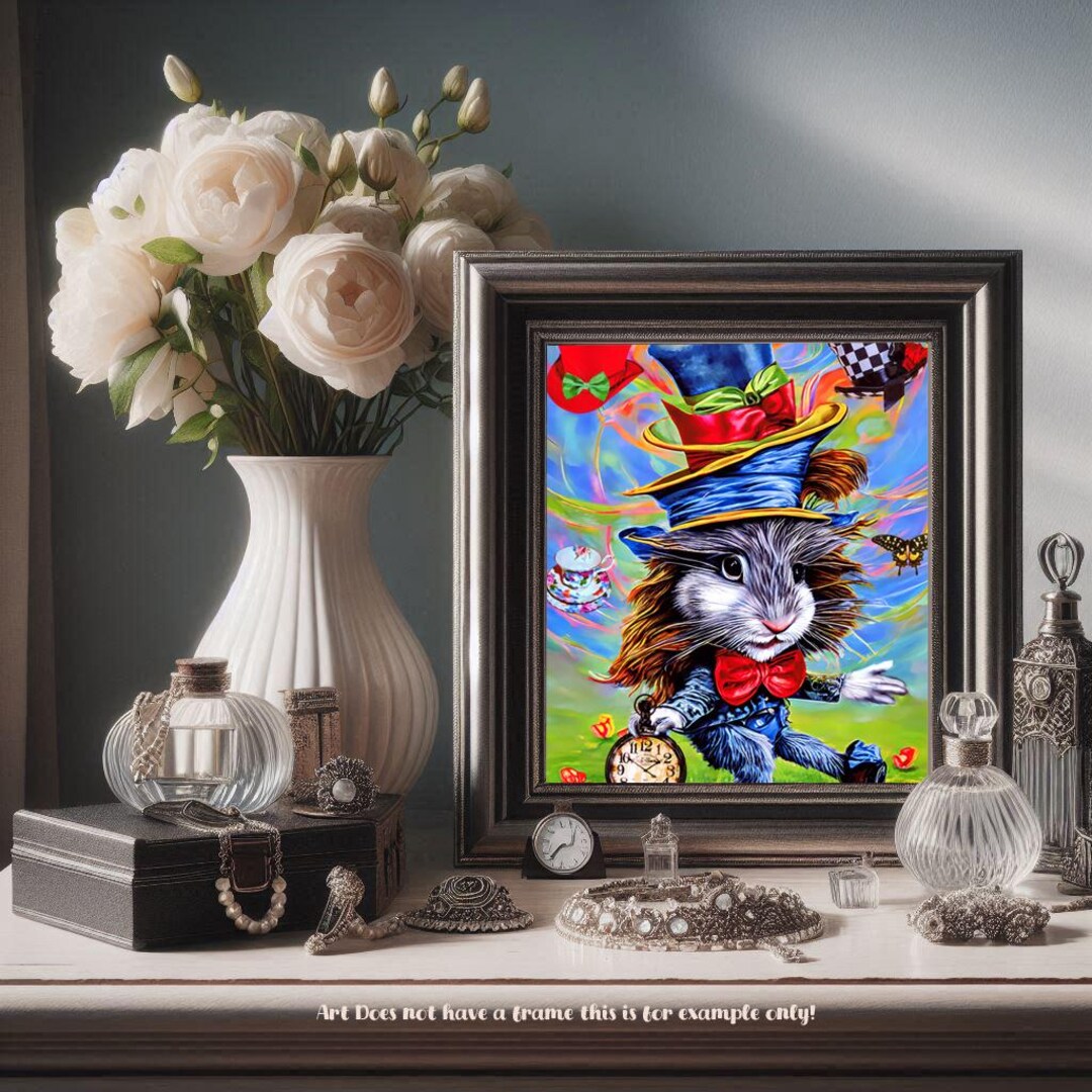 Mad Hatter Bunny Rabbit Fairytale Animals -original Art - Surreal 8x10 ...