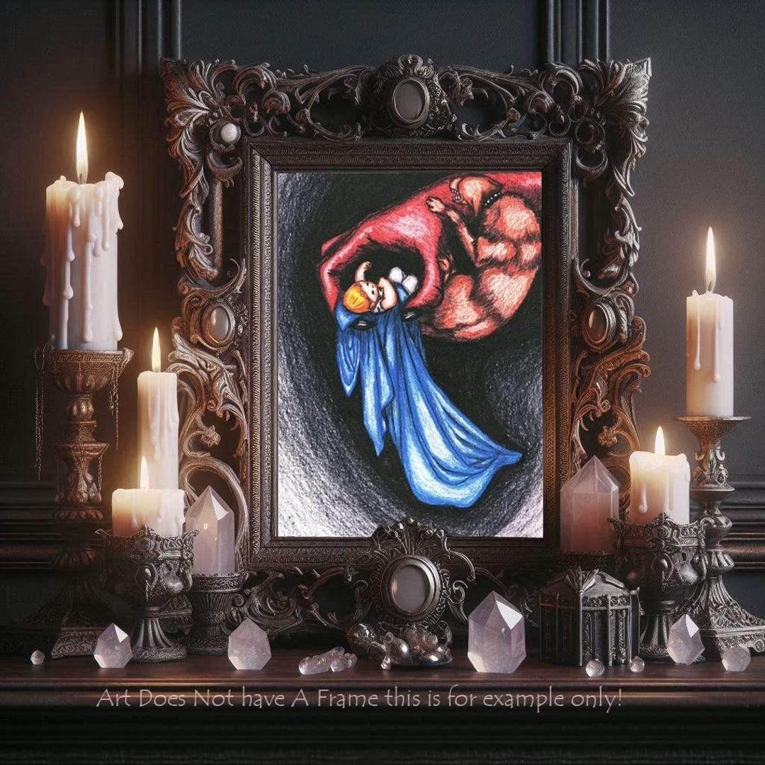 Fantasy Dark Horror Original Art Print Innocence Ensnared Demon Hand ...