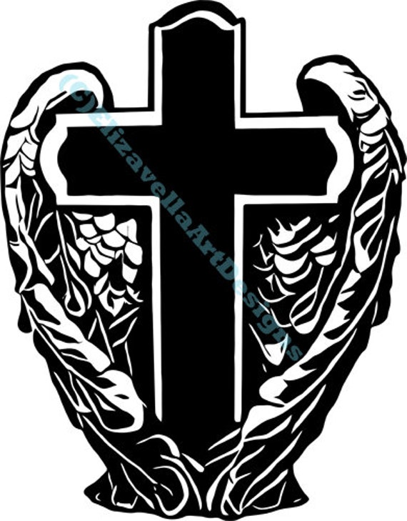 Angel Wings Cross Silhouette Svg Cross Png Printable Art | Etsy