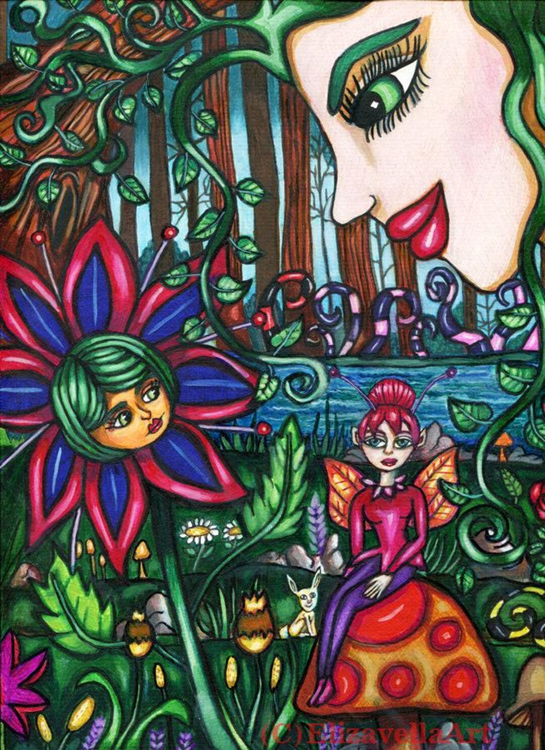 Fantasy Creatures Fairytale Art Drawing Magical Forest Mother Nature ...