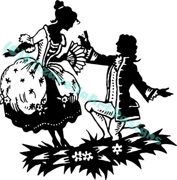 Victorian Man Proposing to Woman Silhouette Printable Art - Etsy