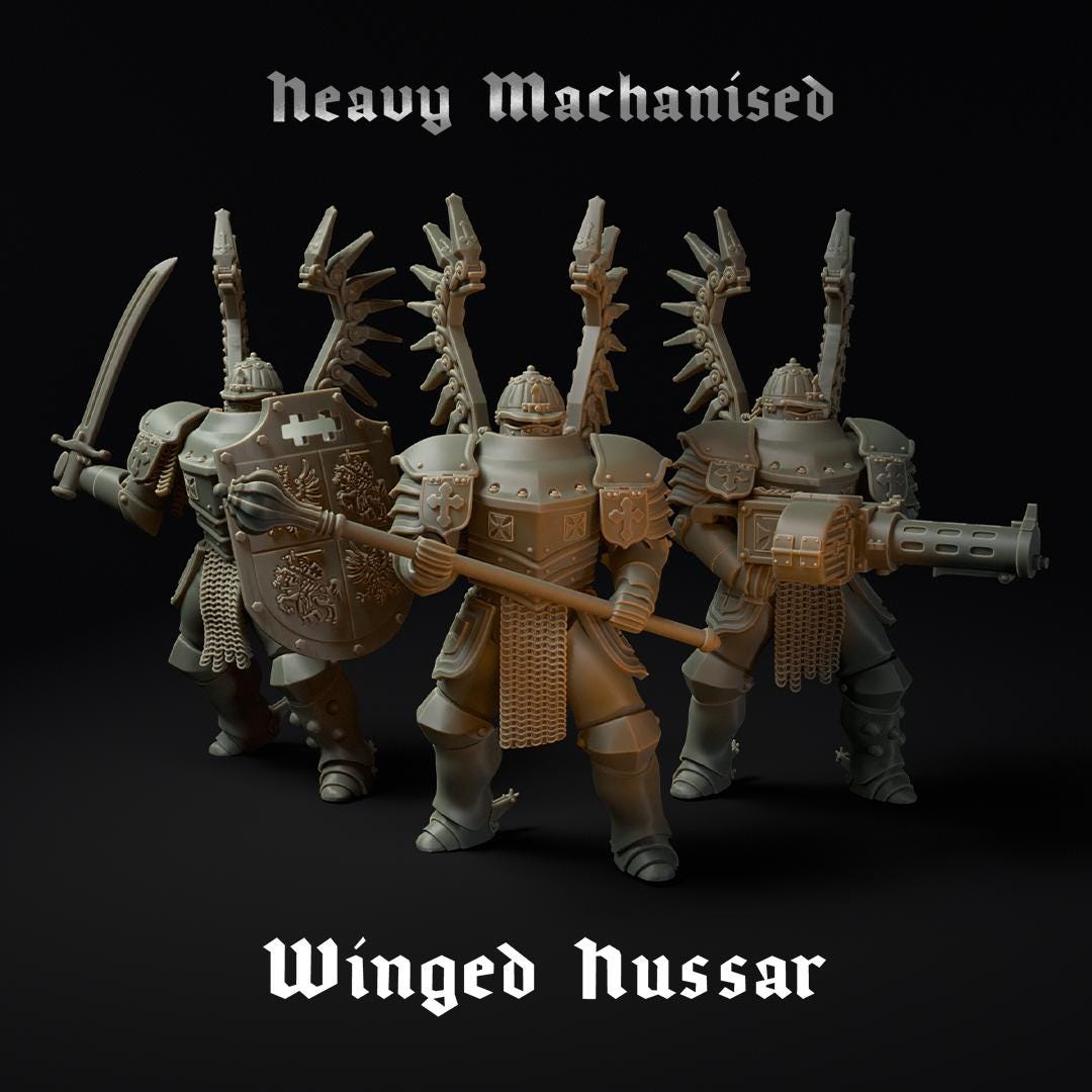 Trench Crusade Heavy Mechanized Winged Hussars 3 Physical Models - Etsy