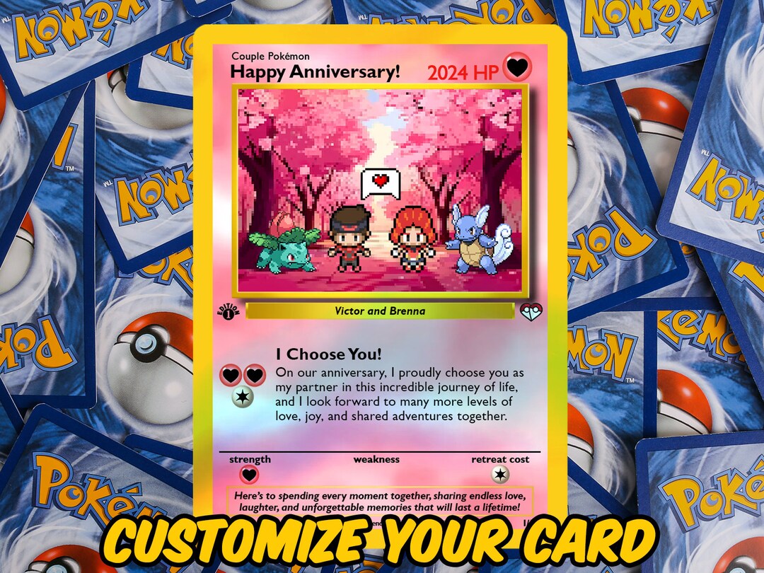 Pokemon Anniversary Card, Custom Pokemon Card Anniversary Gift for Him ...