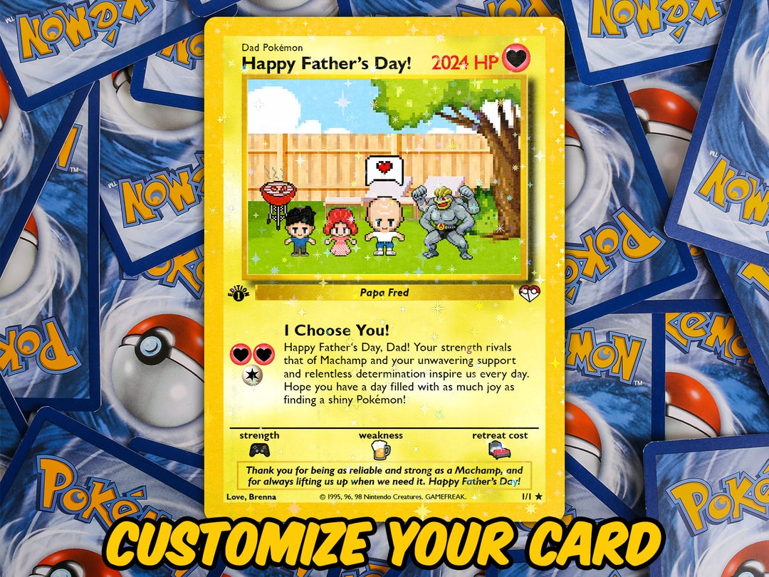 Pokemon Father's Day Card, Custom Pokemon Card Fathers Day Gift From ...