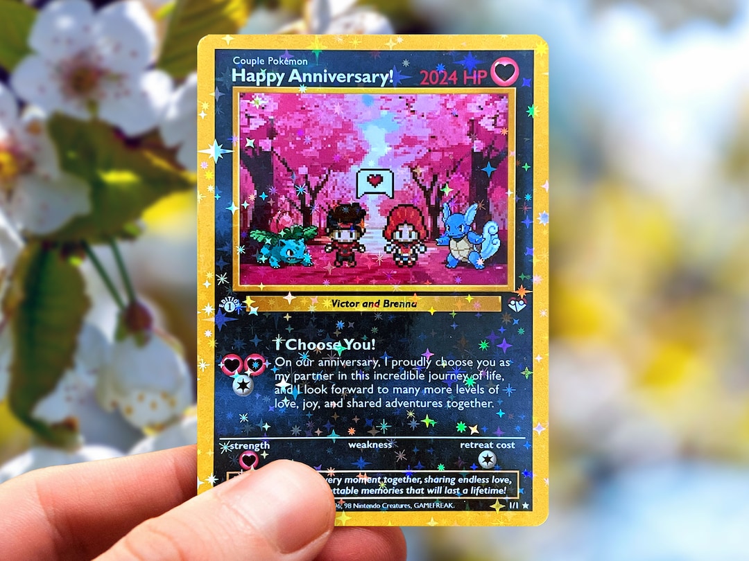 Pokemon Anime Anniversary Card, Custom Pokemon Card Anniversary Gift ...