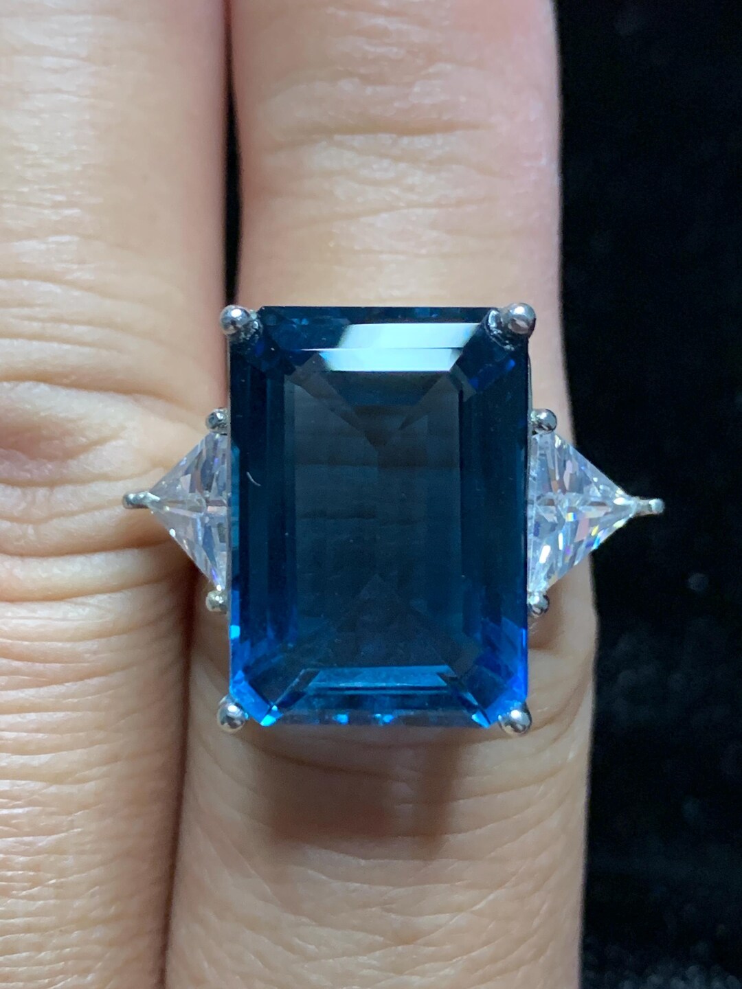 Genuine Mega 21 Carats Deep London Blue Topaz Emerald Cut Statement ...