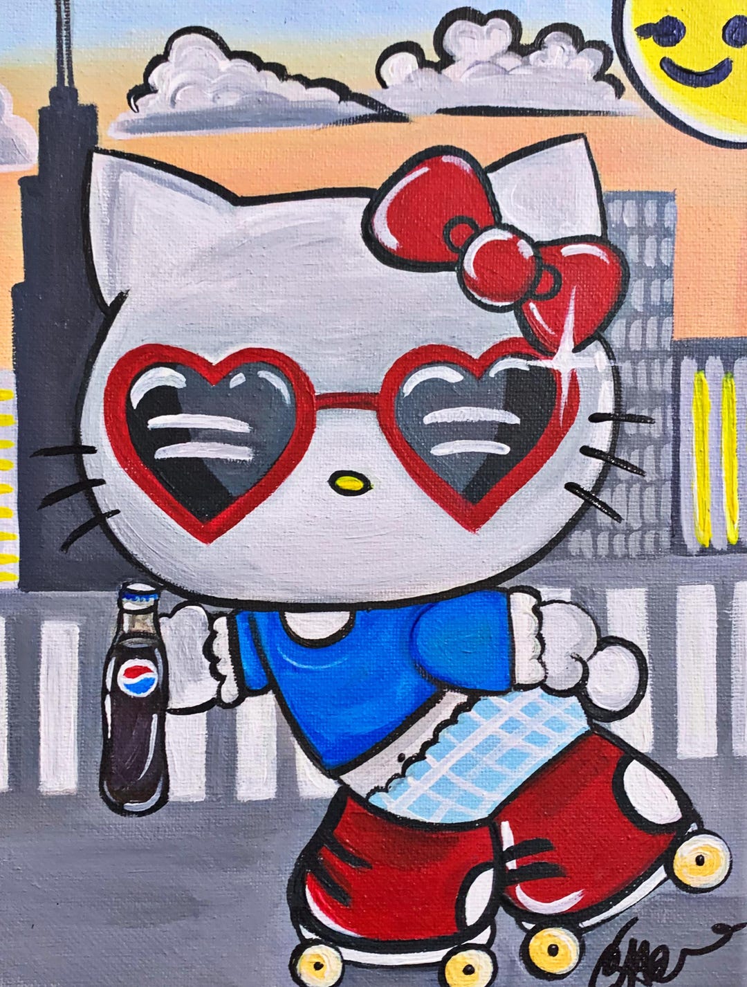 Hello Kitty Roller-skating Pepsi Cola Painting - Etsy