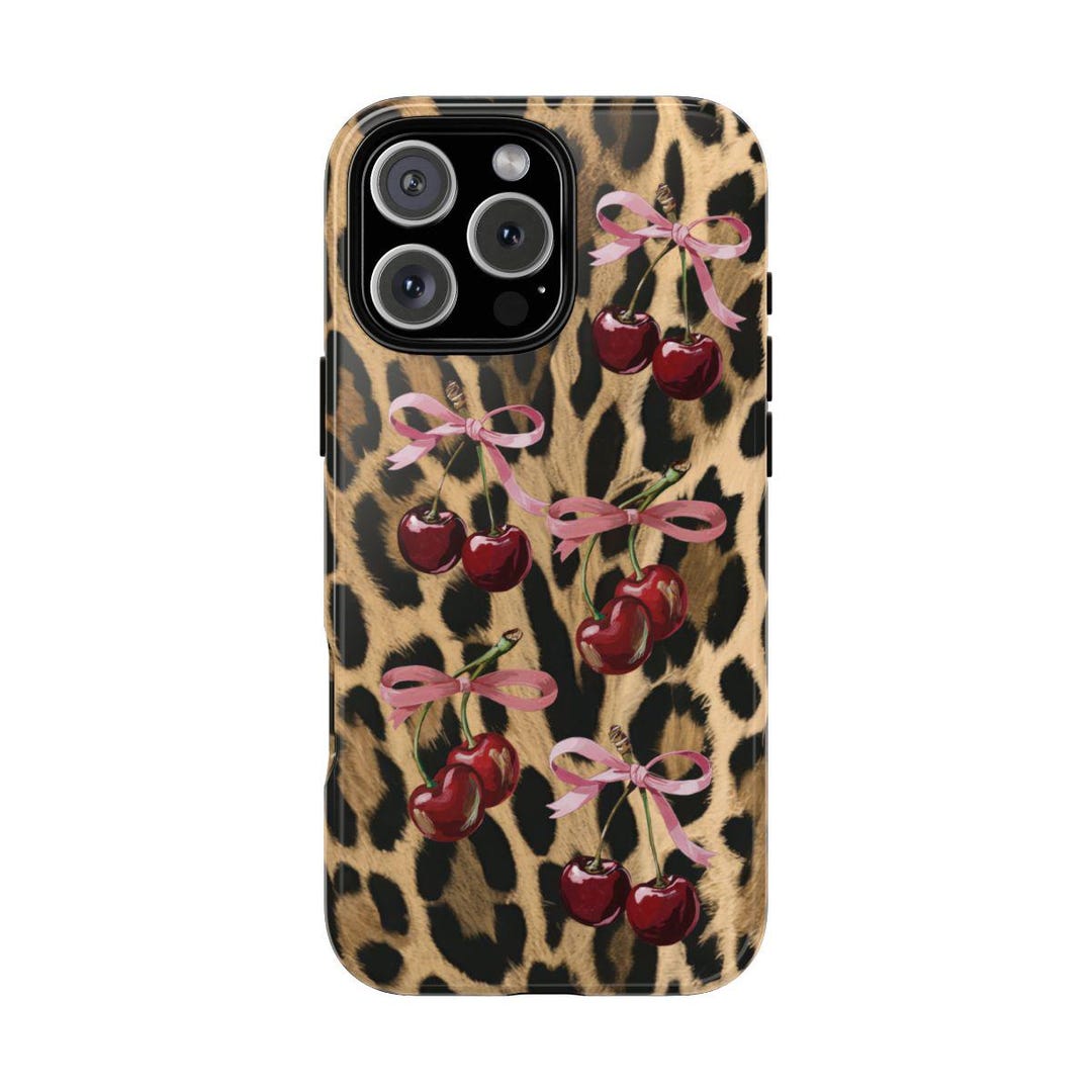 Cherry Leopard Cherries Animal Print Phone Case Cover iPhone 16 15 14 ...