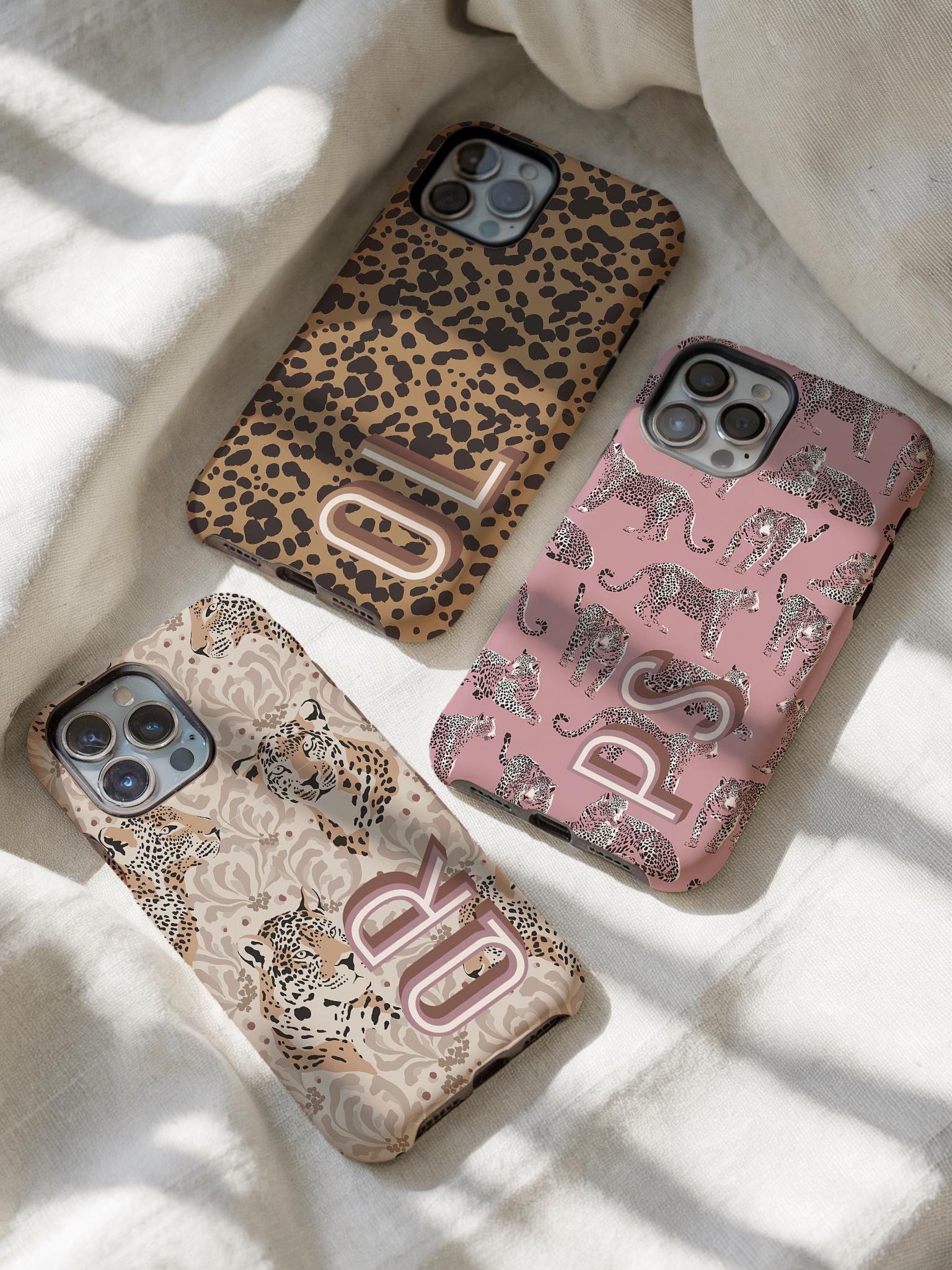 Personalized Animal Print Phone Case, Custom Monogram Initial - Etsy