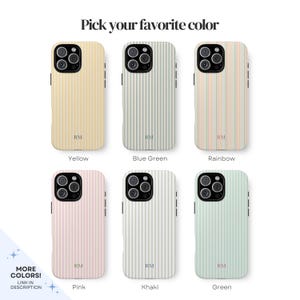 Personalized Monogram Phone Case Stripes Initials iPhone 16 15 14 13 12 ...