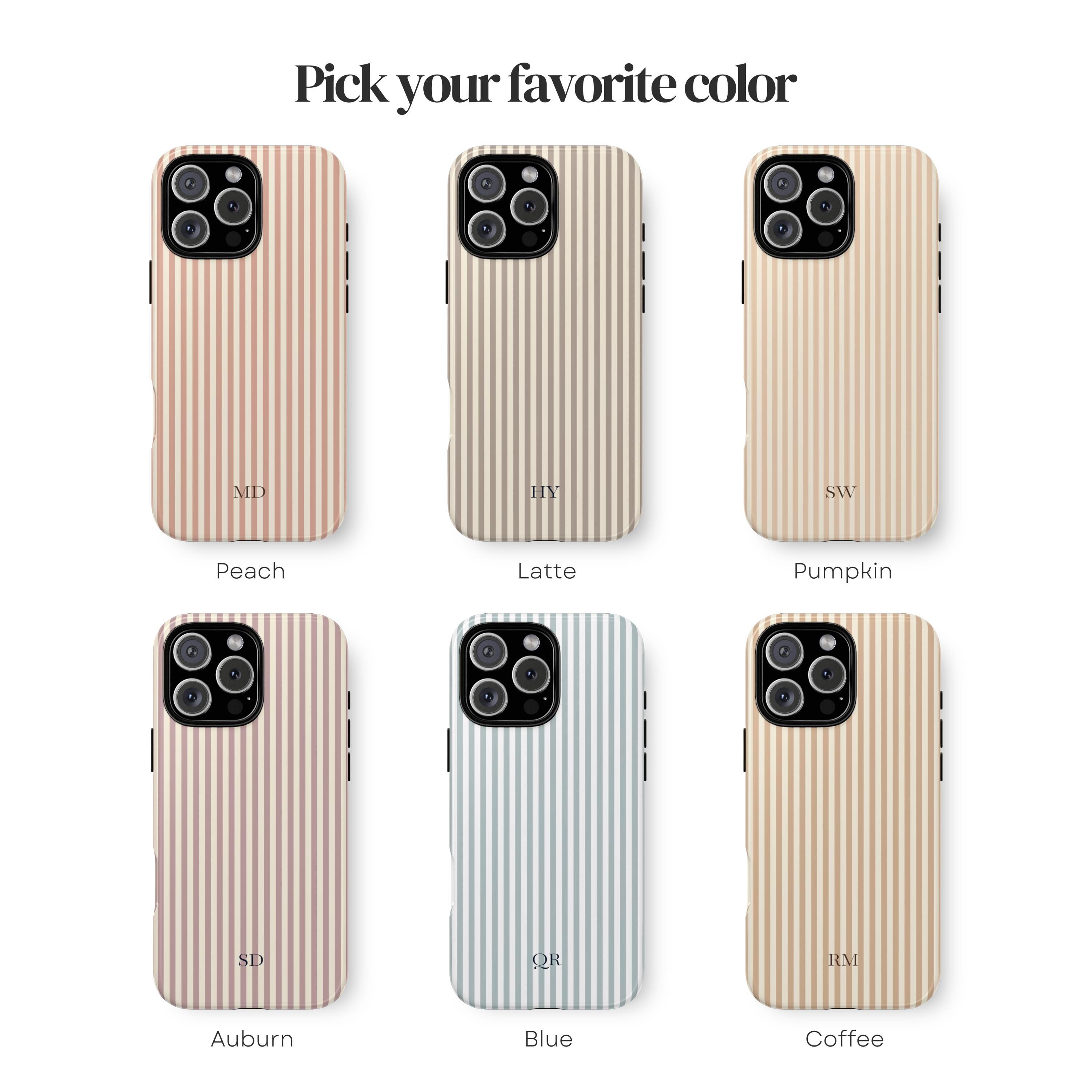 Personalized Monogram Phone Case Stripes Initials iPhone 16 15 14 13 12 ...
