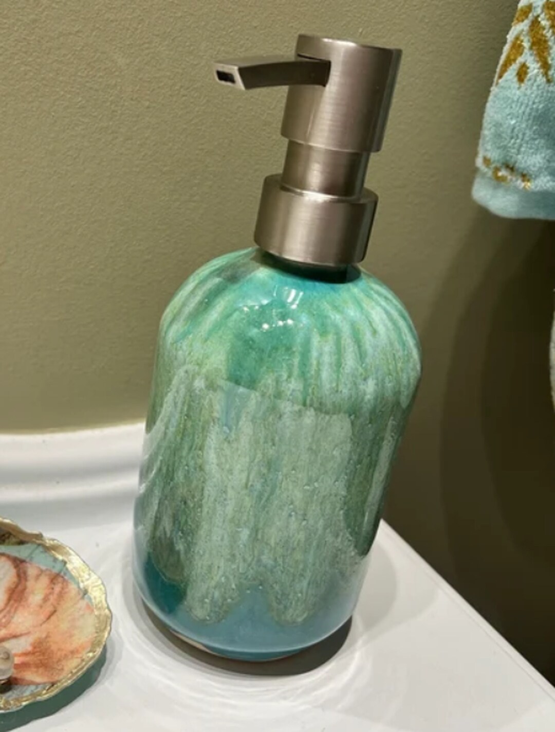 Stoneware Soap Dispenser, Bathroom Decor, Soap Dispenser With Pump ...