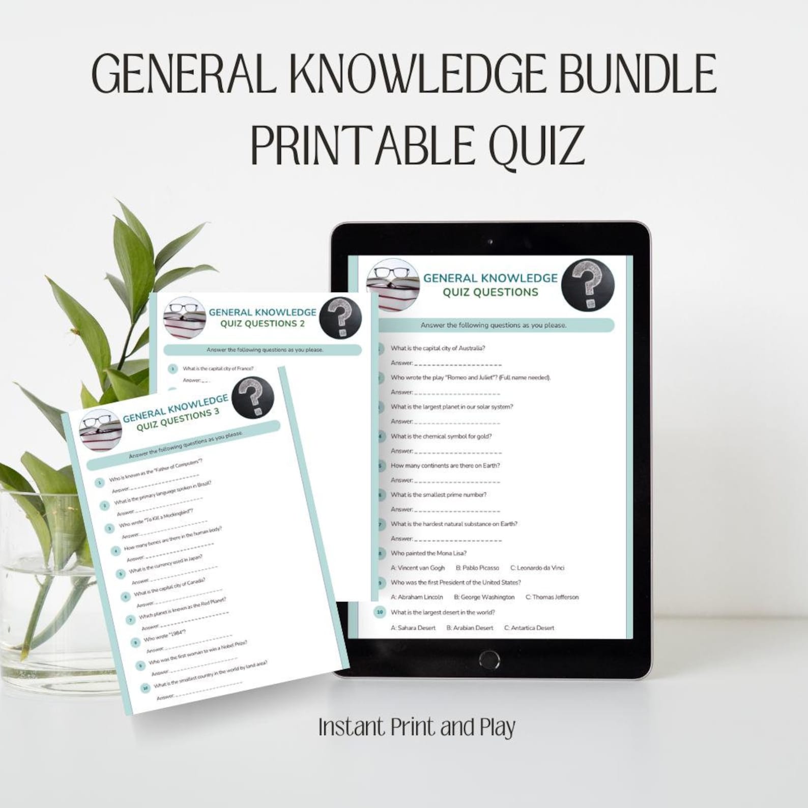 Printable General Knowledge Quiz Bundle - Etsy