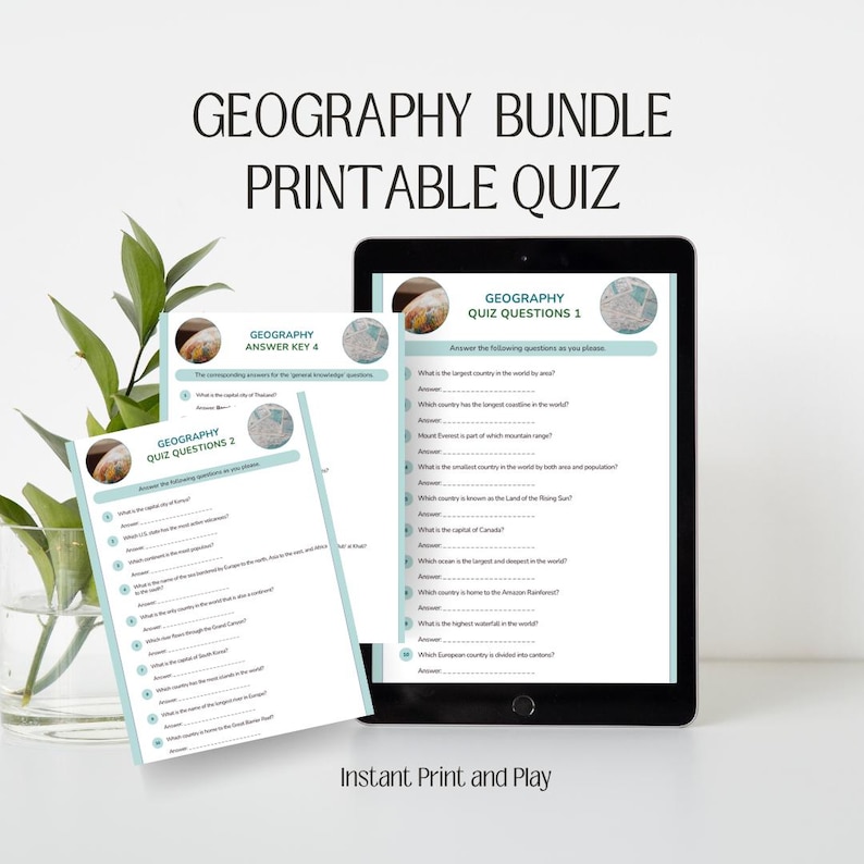 Printable Geography Quiz Bundle - Etsy
