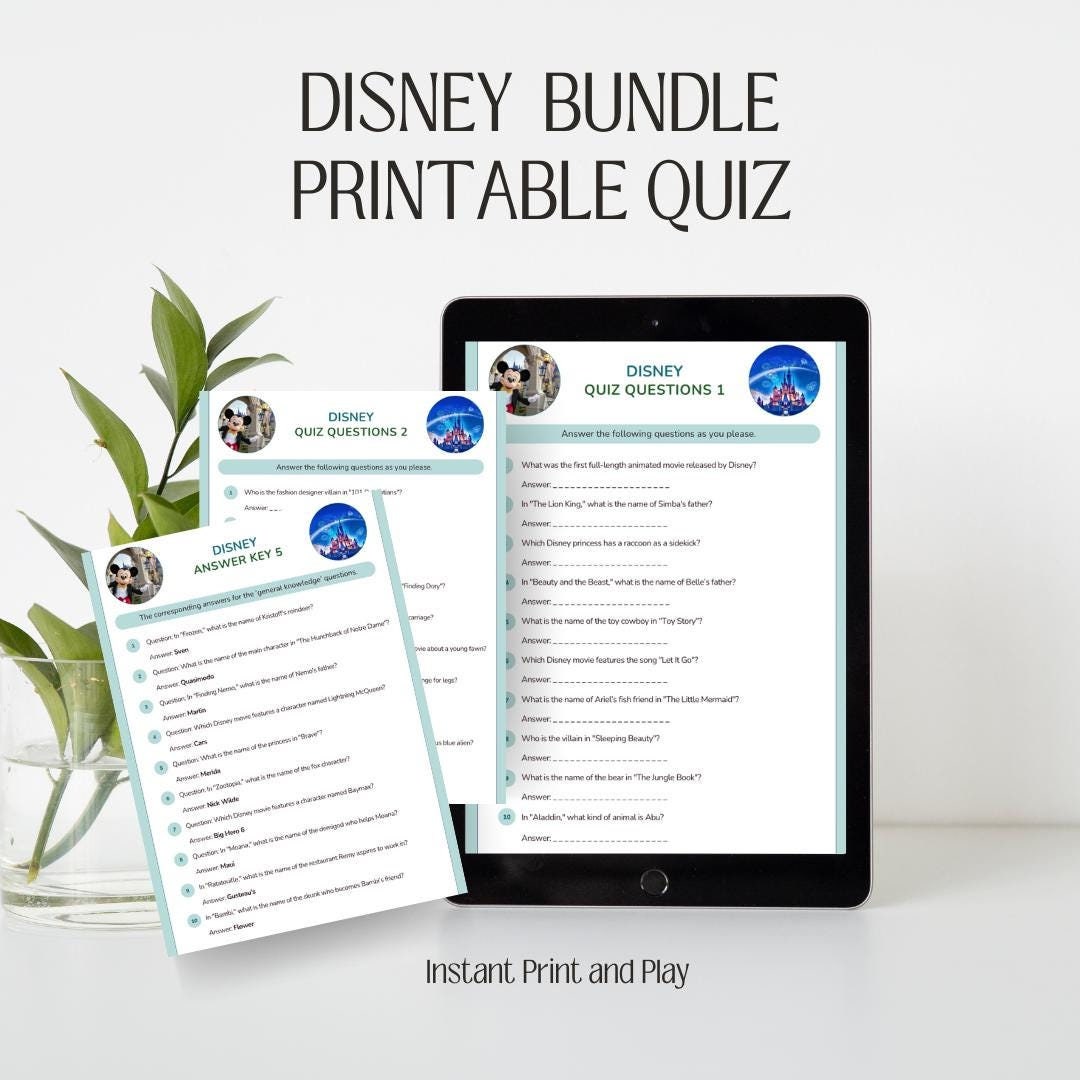Printable Disney Quiz Bundle - Etsy