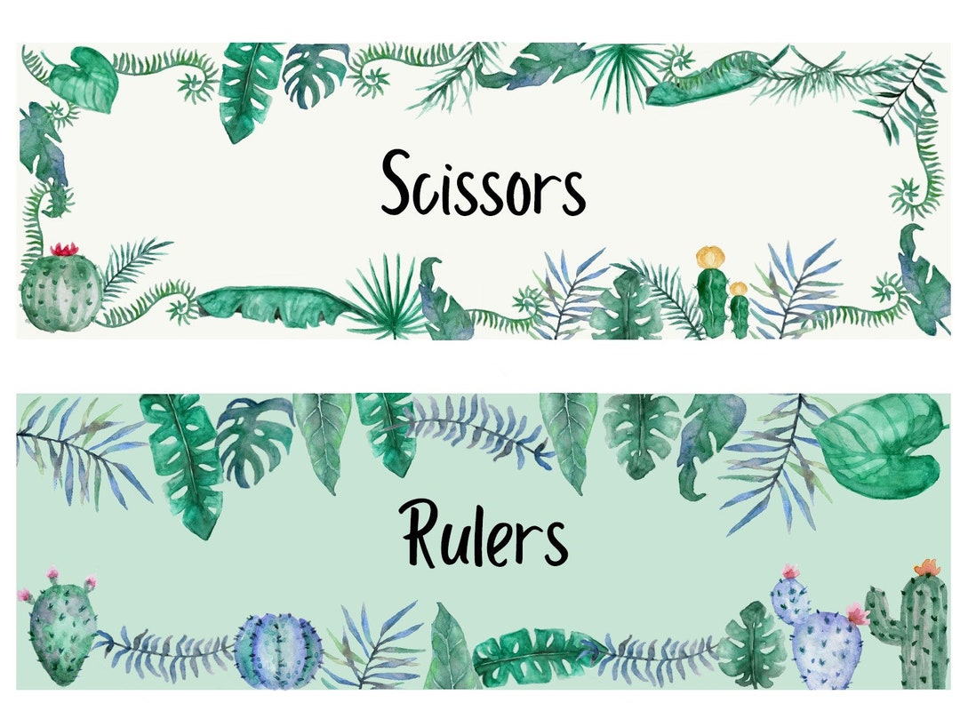 Cactus and Succulent Teacher Trolley Labels, 40 Drawer Rolling Cart ...