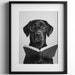 Labrador Reading Book Poster, Black & White Print, Dog Lover Photo Gift ...