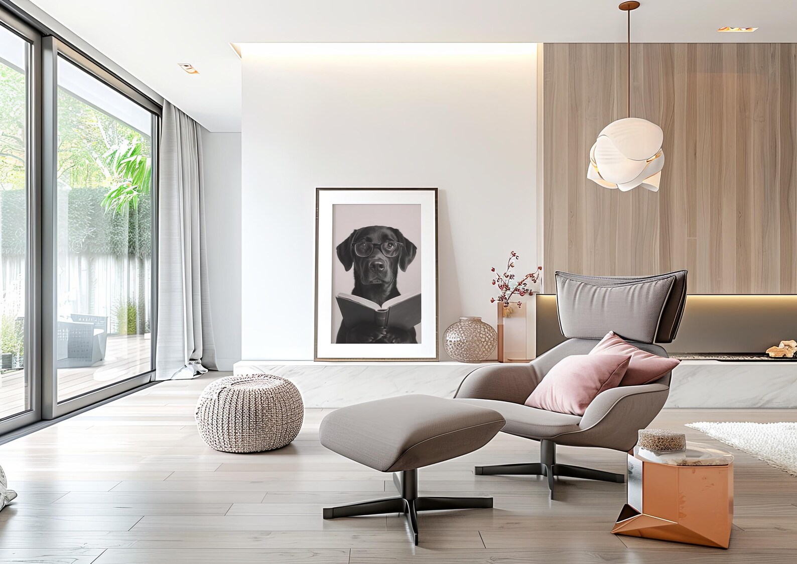 Labrador Reading Book Poster, Black & White Print, Dog Lover Photo Gift ...