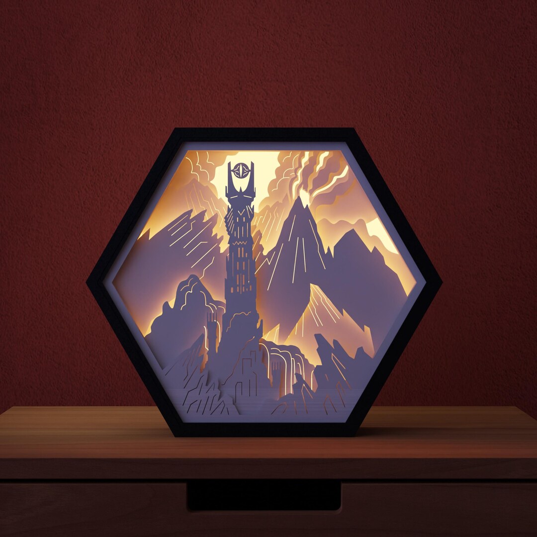 Handcrafted Lord of the Rings LED Light Box Mordor Shadow Box Wall ...