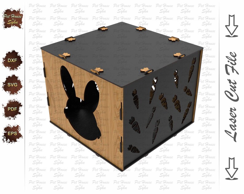 Rabbit House Laser Cut File – Rabbit Head Door & Carrot Pattern - Etsy