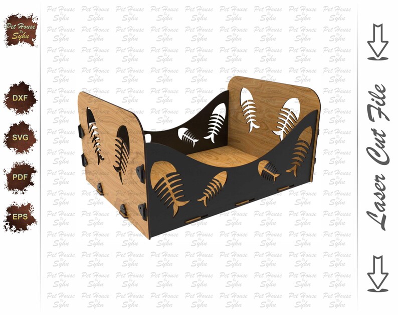 Cat Bed Laser Cut File – Fishbone Pattern, Two Sizes - Etsy
