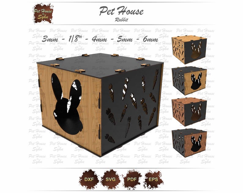 Rabbit House Laser Cut File – Rabbit Head Door & Carrot Pattern - Etsy