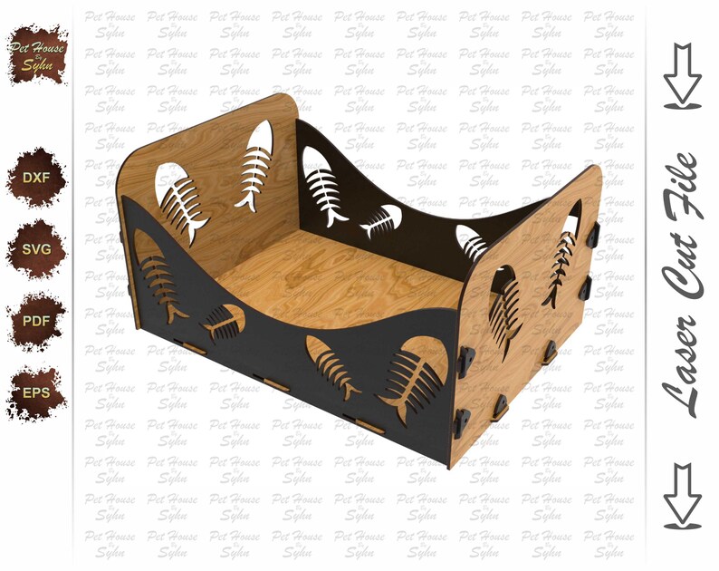 Laser Cut Fishbone Cat Bed SVG, Demountable Pet Bed (digital File) - Etsy