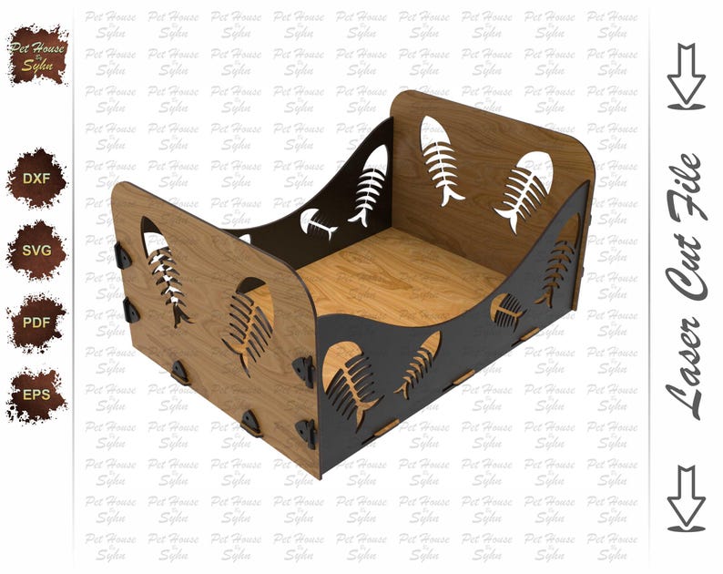 Cat Bed Laser Cut File – Fishbone Pattern, Two Sizes - Etsy