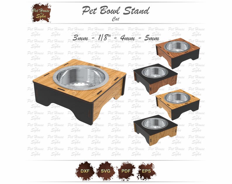 Single Cat Bowl Stand Laser Cut File SVG DXF EPS – Raised Pet Feeder ...