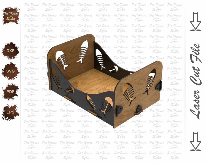 Cat Bed Laser Cut File – Fishbone Pattern, Two Sizes - Etsy