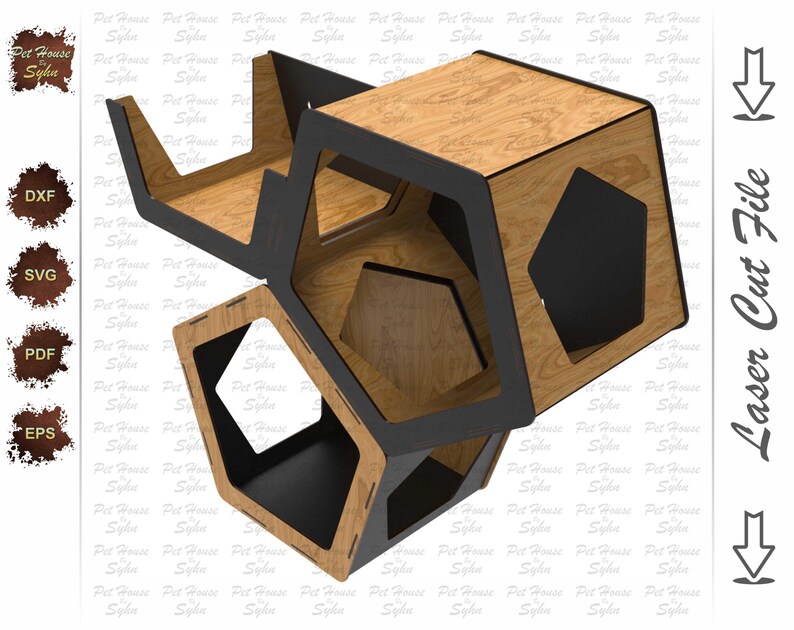 Modular Cat Wall Shelves Laser Cut File – Hexagon Cat House & Bed - Etsy