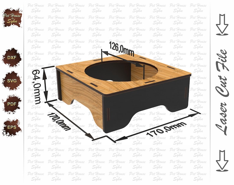 Single Cat Bowl Stand Laser Cut File SVG DXF EPS – Raised Pet Feeder ...