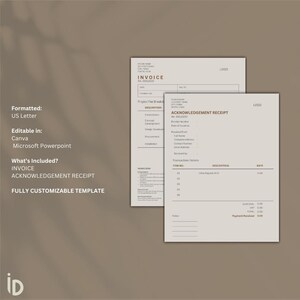 Interior Design Invoice & Acknowledgement Receipt - Etsy