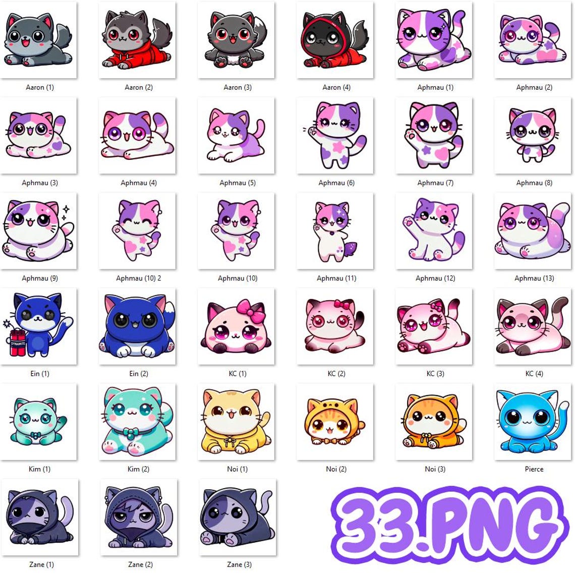 Meemeows Aphmau & Friends Pack, Cute Cats Clipart, Meemeow, Aaron, Ein ...