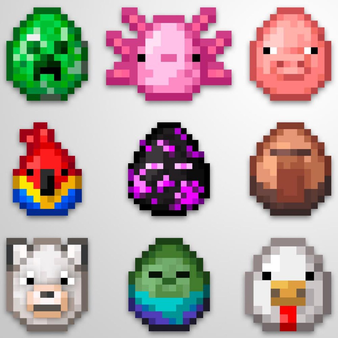 Minecraft Eggs - Minecraft Cute PNG Heads. Axolotl, Creeper, Ender ...