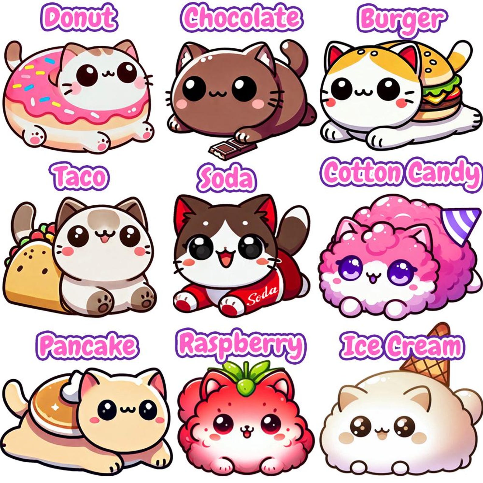 Meemeows Carnival Treats Pack, Aphmau Cute Cats Clipart, Meemeow, Donut ...