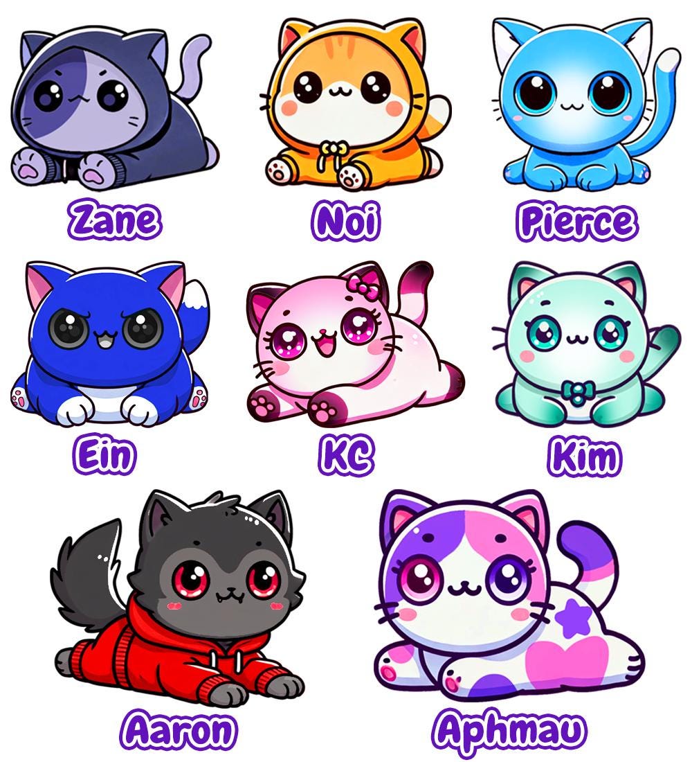 Meemeows Aphmau & Friends Pack, Cute Cats Clipart, Meemeow, Aaron, Ein ...