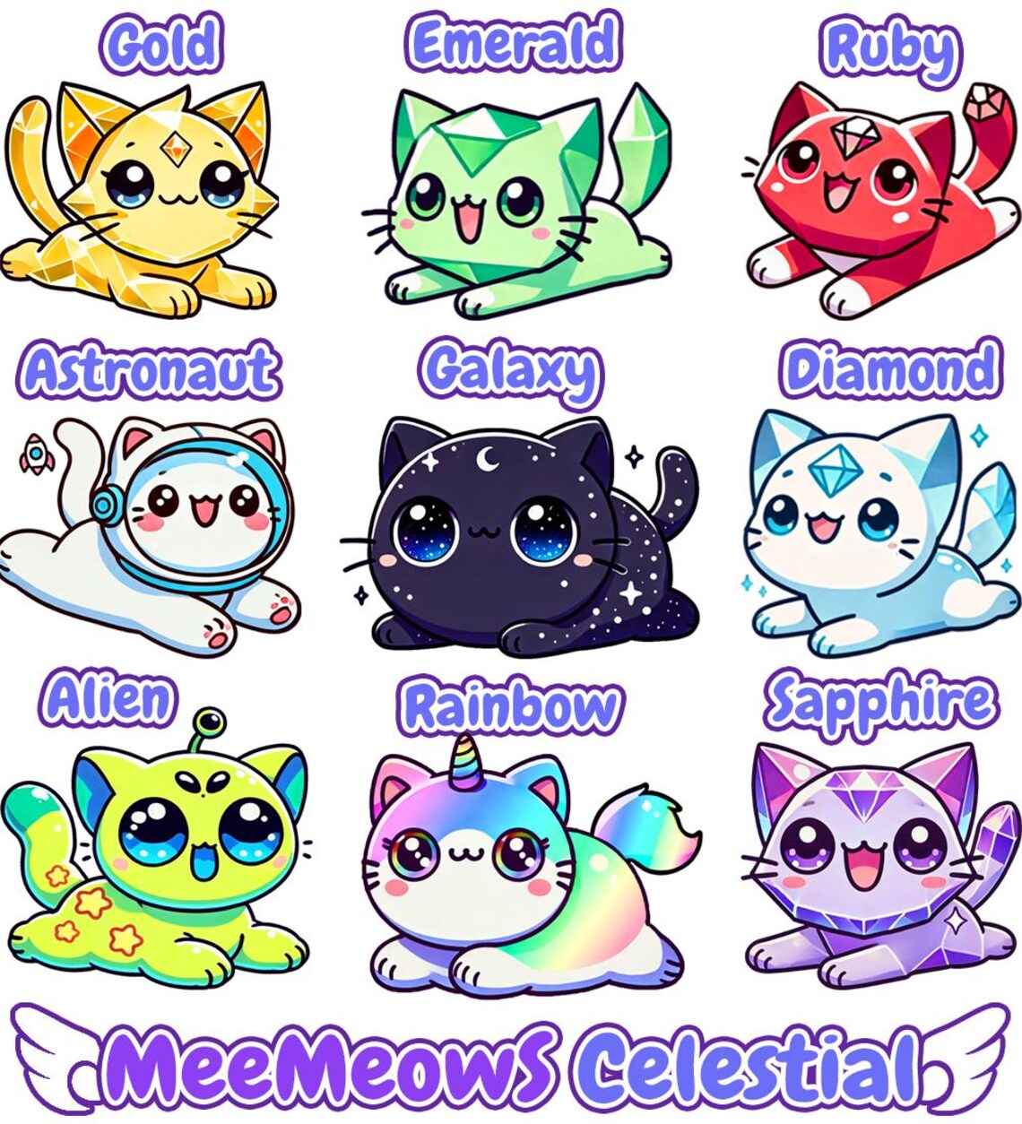 Meemeows Celestial Pack, Aphmau Cute Cats Clipart, Meemeow, Alien ...