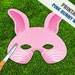Pink Easter Bunny Printable Mask Pink Rabbit Woodland Animal | Etsy