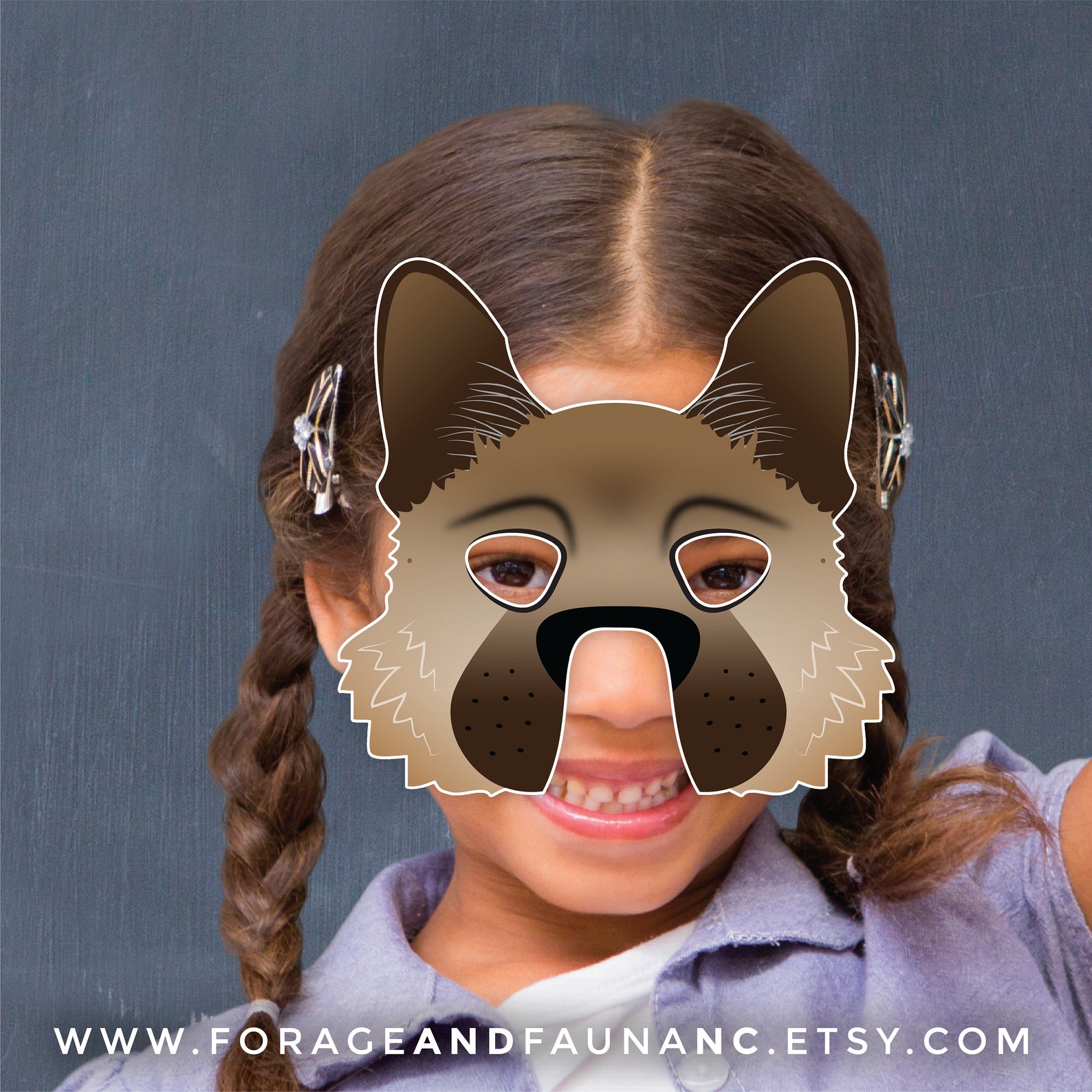 German Shepherd Printable Mask Malinois Dog Halloween Rin Tin - Etsy