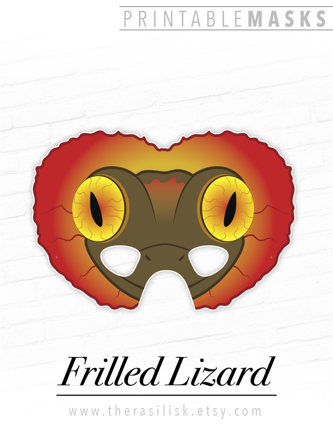 Frilled Neck Lizard Printable Mask Reptile Party Mask - Etsy