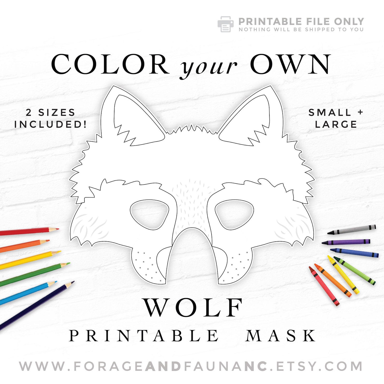 Coloring Book Fun Activity Wolf Printable Mask, Big Bad Direwolf ...