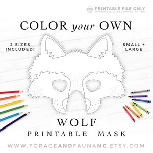 Coloring Book Fun Activity Wolf Printable Mask, Big Bad Direwolf ...