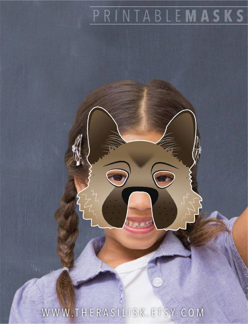 German Shepherd Printable Mask Malinois Dog Mask Halloween | Etsy