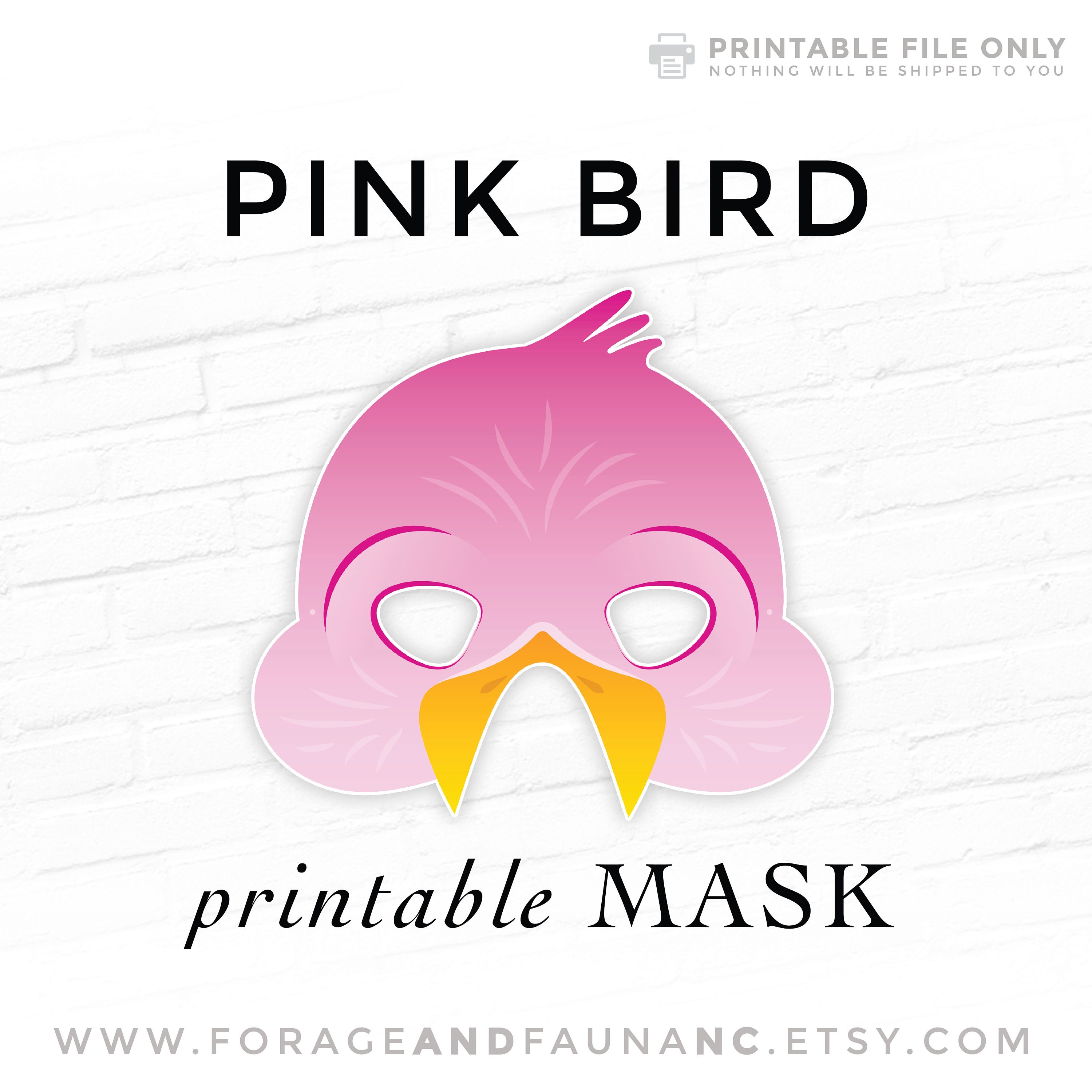 Pink Bird Printable Mask Costume Pink Headed Warbler Fruit Dove Finch ...