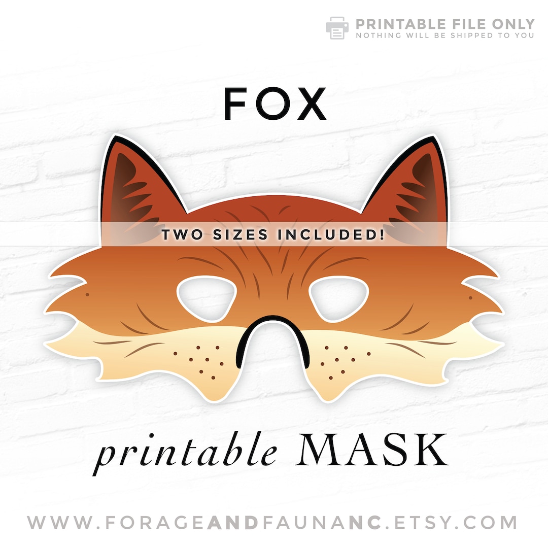 Fox Printable Halloween Party Mask Fox and Hound Little Red Riding Hood ...