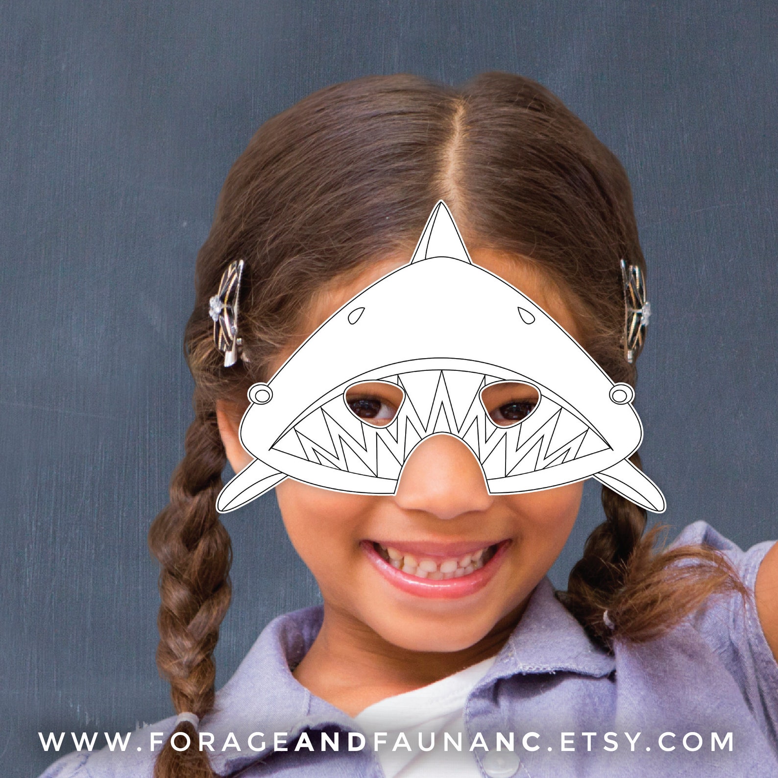 Coloring Book Activity Shark Mask Printable Great White Shark - Etsy