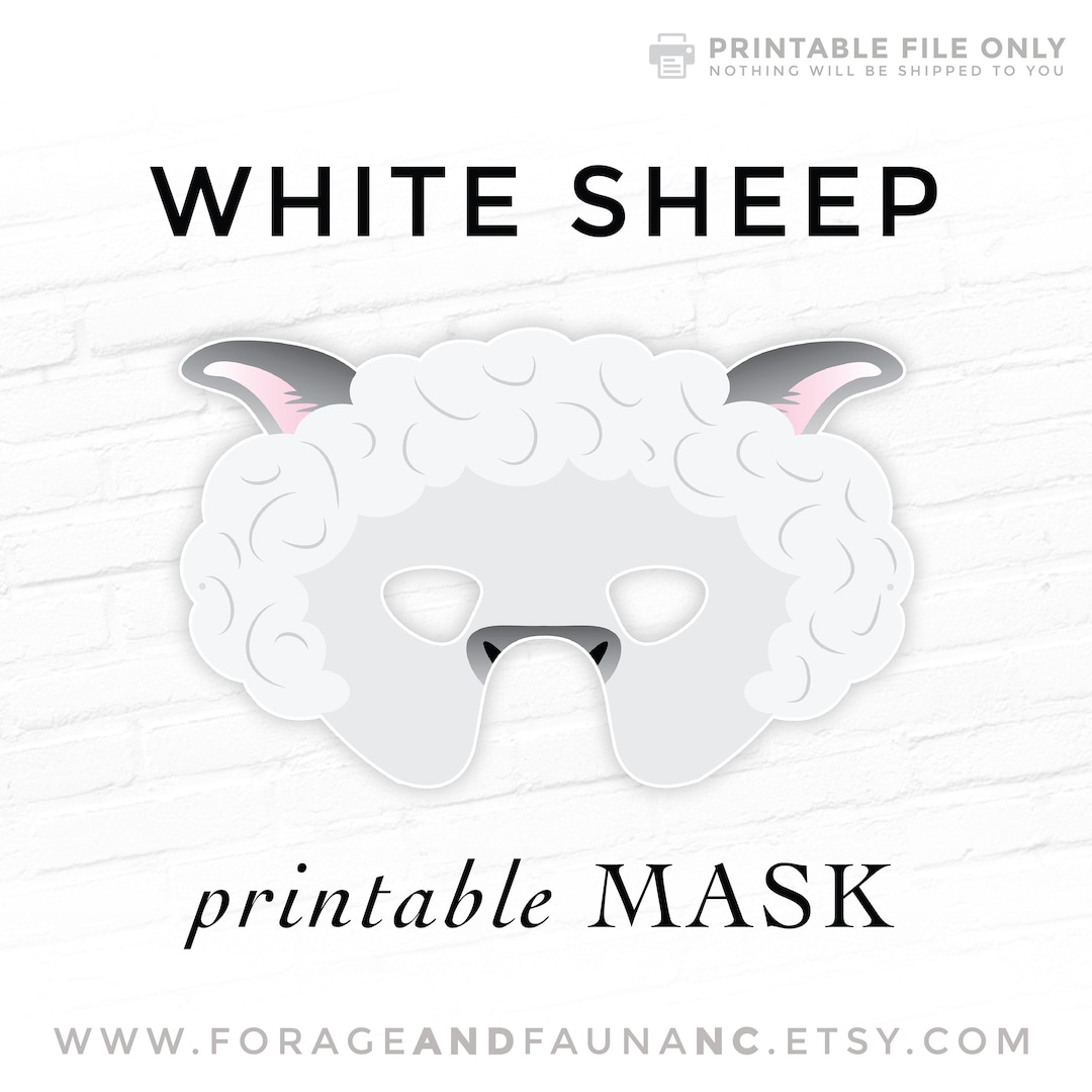 Printable White Sheep Mask Easter Mask Lamb Chop Lanolin Bo White Sheep ...